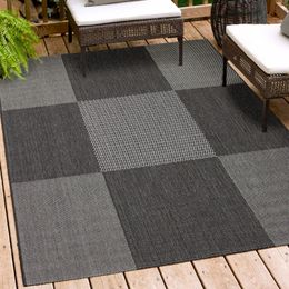 Teppich ANDIAMO "ARIZONA1" Gr. 4, grau (anthrazit), B:160cm H:5mm L:230cm, Kunstfaser, Teppiche, Teppich, Flachgewebe, kariertes Muster, In- und Outdoor geeignet, Wohnzimmer