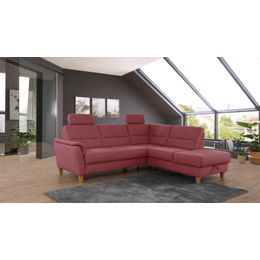 Ecksofa Home Affaire "Palmera L-Form, B: 236 cm", lila (chianti), B:236cm H:89cm T:212cm, 100% Polyester;Struktur (100% Polyester);Luxus-Microfaser in Lederoptik (100% Polyester), Sofas, Ecksofa, optional Bettfunktion & Bettkasten, Federkern