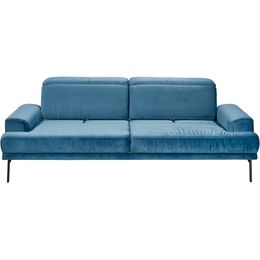 3-Sitzer Musterring "MR 4580", blau (blau grau), B:228cm H:79cm T:130cm, 100% Polyester, Sofas, 3-Sitzer, inkl. Kopf- und Sitztiefenverstellung, Fu&szlig; schwarz, B228 x T103 cm
