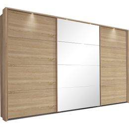 Schwebet&uuml;renschrank Rauch "Kleiderschrank Schrank Garderobe Schlafzimmerschrank TUBONA", braun (struktureichefarben hell), B:368cm H:214cm T:64cm, Holzwerkstoff, Schr&auml;nke, Schwebet&uuml;renschrank, mit umfangreicher Innenausstattung und Passepartout MADE IN GERMANY