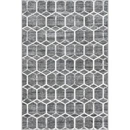 Teppich "Titan Trellis, LAGERR&Auml;UMUNG", grau (grau, elfenbeinfarben), B:183cm H:13mm L:274cm, Polypropylen (PP), MyFlair M&Ouml;BEL & ACCESSOIRES, Teppiche, Teppich, Kurzflor, gewebt, modernes geometrisches Design