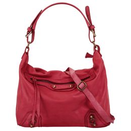 Shopper Samantha Look, Damen, Gr. B/H/T: 35cm x 32cm x 12cm onesize, rot, Leder, leicht gl&auml;nzend, unifarben, Taschen Shopper, echt Leder, Made in Italy