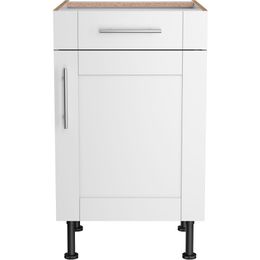 Unterschrank KOCHSTATION "KS-Ahus", braun (wei&szlig; matt, wildeiche nachbildung), B:50cm H:87cm T:58,4cm, Schr&auml;nke, Unterschrank, Breite 50 cm