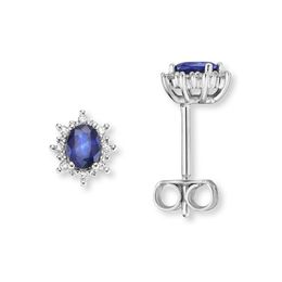 Paar Ohrstecker ONE ELEMENT "0.05 ct Diamant Brillant Safir Ohrringe Ohrstecker aus 585 Wei&szlig;gold", silber, Ohrringe, Damen, Wei&szlig;gold 585, Paar Ohrstecker