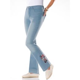 Bootcut-Jeans Classic Basics, Damen, Gr. 40, Normalgr&ouml;&szlig;en, blau, bleached, 81% Baumwolle, 17% Polyester, 2% Elasthan, unifarben, lang, Jeans Bootcut-Jeans