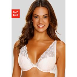 Triangel-BH Lascana, Damen, Gr. 80, Cup D, beige (puder), Spitze, Obermaterial: 88% Polyamid, 12% Elasthan, BHs Triangel-BH, mit raffinierten Schmuckdetails, sexy Dessous