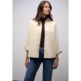 Langarmbluse Street One, Damen, Gr. 42, cotton beige, Cord, Obermaterial: 100% Baumwolle, unifarben, bequem h&uuml;ftbedeckend, Rundhals, 1-Knopf-Manschette, Blusen Langarmbluse, Cord-Qualit&auml;t mit Druckkn&ouml;pfen