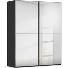 Schwebet&uuml;renschrank Rauch "Kleiderschrank Schrank Garderobe Schlafzimmerschrank SCALE-DUO", schwarz, B:181cm H:223cm T:68cm, Holzwerkstoff, Schr&auml;nke, Schwebet&uuml;renschrank, edle zweigeteilte T&uuml;ren Spiegelfront und 3 Zierleisten MADE IN GERMANY