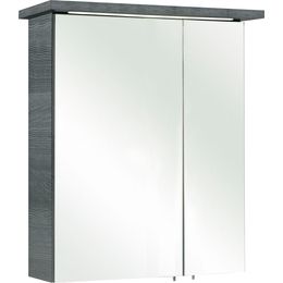Spiegelschrank SAPHIR "Quickset 328 Badezimmer Spiegelschrank inkl. LED-Beleuchtung, 450LM", grau (graphit struktur), B:60cm H:72cm T:20cm, Holzwerkstoff, Schr&auml;nke, Spiegelschrank, 60 cm breit, Graphit Struktur quer Nachbildung, inkl. T&uuml;rd&auml;mpfer