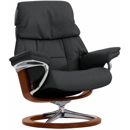 Relaxsessel stressless "Ruby", schwarz (schwarz paloma), B:76cm H:100cm T:75cm, Leder PALOMA: durchgef&auml;rbtes Semianilin-M&ouml;belleder;Leder BATICK: durchgef&auml;rbtes und genarbtes M&ouml;belleder, Sessel, Relaxsessel, mit Signature Base, Gr&ouml;&szlig;e S, Gestell Eiche, Wenge, Braun & Schwarz