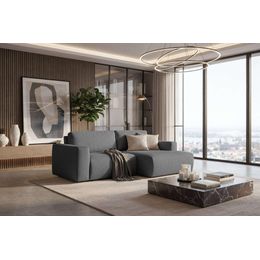Schlafsofa Home Affaire "Noord Schlafecksofa, Breite 250 cm", anthrazit, B:250cm H:82cm T:143cm, 100% PES, Sofas, Schlafsofa, Cord, Struktur, Webstoff, mit Wellenunterfederung, Massivholzrahmen