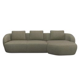 Wohnlandschaft FLEXLUX "Torino, rund, L-Form, Sofa-Ecke mit Recamiere, Longchair-Sofa", gr&uuml;n (fall gr&uuml;n), B:276cm H:85cm T:146cm, Sofas, Wohnlandschaft, Modernes, organisches Sofa-Design, Kaltschaum, Wellenunterfederung