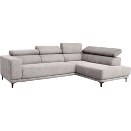 Ecksofa Alina "Hikari", grau (platingrau gct 49), B:302cm H:102cm T:210cm, Cord GCT (92% Polyester, 8% Nylon), Sofas, Ecksofa, wahlweise mit Sitzvorzug, in modernem Cordstoff, Breite 302 cm