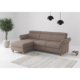 Ecksofa Home Affaire "Glendale, L-Form", cappuccino, B:253cm H:84cm T:166cm, 100% Polyester, Sofas, Ecksofa, inkl. Kopfteilverstellung, wahlweise mit Vorziehsitz und Bettkasten