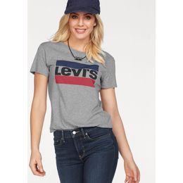 Levi's T-Shirt LEVI'S "Graphic Sport Tee Pride Edition", Damen, Gr. XS (32), grau, Jersey, Obermaterial: 100% Baumwolle, bedruckt, Basic, figurbetont normal, Rundhals, Shirts T-Shirt, Logoprint auf der Brust