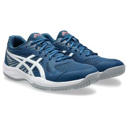 Hallenschuh asics "UPCOURT 6", Damen, Gr. 46,5, wei&szlig; (mako blau, wei&szlig;), Synthetik, Schuhe Hallenschuh, besonders geeignet f&uuml;r Handball und Volleyball