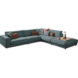 Ecksofa 3C CANDY "Enisa II, bequem und komfortabel, gro&szlig;es Familiensofa, L-Form", blau (petrol), B:365cm H:86cm T:322cm, 100% Polyester, Sofas, Ecksofa, incl. 3 Flatterkissen, wahlweise mit Flecken-Schutz-Bezug Easy care