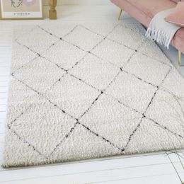 Hochflor-Teppich OTTO HOME "Aveline, auch als L&auml;ufer erh&auml;ltlich", beige, B:160cm H:35mm L:225cm, Polypropylen, Teppiche, Hochflor-Teppich, Langflor, Shaggy im Berber Stil, geometrisch, Raute, Wohnzimmer