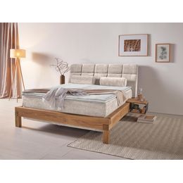 Boxspringbett Home Affaire "Villads", beige (sabbia), B:179cm L:231cm, Komplettbetten, Boxspringbett, Liegefl&auml;che: 160/200 cm aus Balkeneiche, Inside-Boxspring-Unterbau