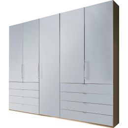 Faltt&uuml;renschrank Wiemann "Loft, Kleiderschrank, Schrank, W&auml;scheschrank, mit Glasfront", beige (bianco, eiche, nachbildung, wei&szlig; glas), B:250cm H:216cm T:58cm, Schr&auml;nke, Faltt&uuml;renschrank, inkl. gep&auml;mpften Schubk&auml;sten und T&uuml;ren, mit Panorama&ouml;ffnung