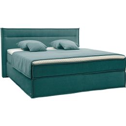 Boxspringbett Musterring "JustB SC100", blau (t&uuml;rkis), B:200cm L:215cm, Komplettbetten, Boxspringbett, schwebende Optik, inklusive Topper, verschiedene Farben, 180 x 200 cm