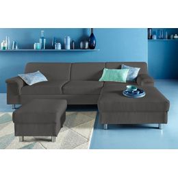 Ecksofa DOMO collection "Jamie, modern und elegant, Fu&szlig;h&ouml;he 9cm, L-Form", grau, B:251cm H:72cm T:80cm, Sofas, Ecksofa, wahlweise mit Bettfunktion