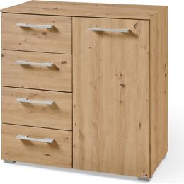 Kombikommode "Henderson", braun (eiche artisan), B:80cm H:81cm T:42cm, Holzwerkstoff, SET ONE BY Musterring, Sideboards, Kombikommode, mit 1 T&uuml;r und 4 Schubladen inkl. Selbsteinzug und D&auml;mpfung