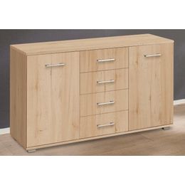 Kombikommode Priess, braun (edelbuchefarben), B:123cm H:70,5cm T:38cm, Holzwerkstoff, Sideboards, Kombikommode