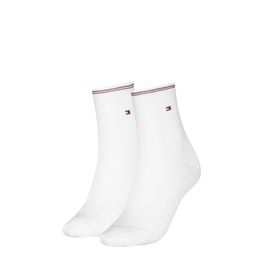 Kurzsocken Tommy Hilfiger "TH WOMEN SHORT SOCK 2P SHINE", Damen, Gr. 39-42, wei&szlig;, Materialmix, unifarben, Socken Kurzsocken, mit feinem Rippendetail