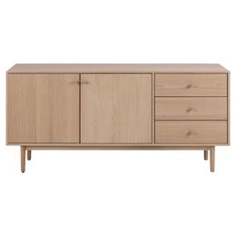 Anrichte ACTONA GROUP "Aston", wei&szlig; (wei&szlig; pigmentiert eiche), B:160cm H:75cm T:40cm, Sideboards, Anrichte, Sideboard, Eiche/furnier, 2 T&uuml;ren, 2 B&ouml;den, 3 Schubladen, 160 cm