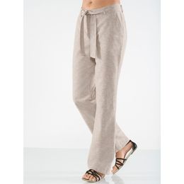 Palazzohose Casual Looks, Damen, Gr. 42, Normalgr&ouml;&szlig;en, beige, 55% Leinen, 45% Baumwolle, unifarben, lang, Hosen Palazzohose