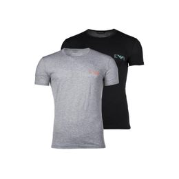 T-Shirt Emporio Armani "T-Shirt BOLD MONOGRAM 2er Pack", Damen, Gr. S, bunt (schwarz, grau), Obermaterial: 95% Baumwolle CO. 5% Elasthan EL., Shirts T-Shirt
