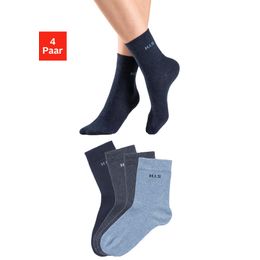 H.I.S. Socken H.I.S, Damen, Gr. 39-42, blau (1x marine, 3x jeanst&ouml;ne), Baumwolle, Elasthan (LYCRA), Polyamid, unifarben, elastisch, Socken Socken, ohne einschneidendes B&uuml;ndchen, Topseller
