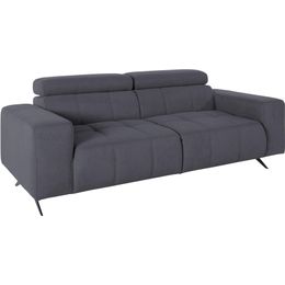 2-Sitzer DOMO collection "Trento, mit Kufenfu&szlig; oder Einzelfu&szlig;", grau (dunkelgrau), B:208cm H:79cm T:104cm, 92% Polyester, 8% Nylon, Sofas, 2-Sitzer, wahlweise mit Kopfteilverstellung und in zwei Gr&ouml;&szlig;en erh&auml;ltlich