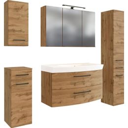 Badm&ouml;bel-Set Welltime "Chicago", braun (wotaneiche), B:160cm H:200cm T:50cm, MDF, Kastenm&ouml;bel-Sets, Badm&ouml;bel-Set, mit Soft-Close-Funktion