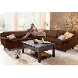 Ecksofa Home Affaire "Yesterday L-Form, B/T: 254/91 cm, belastbar bis 140kg/ Sitz", braun (mocca), Sofas, B/H/T: 254cm x 80cm x 91cm, Microfaser MELROSE, Antikleder-Optik Melrose (100% Polyester);Struktur (100% Polyester);Primabelle-Microfaser (100% Polyester), Antiklederoptik, Ecksofa, Microfaser MELROSE, mocca, B:254cm H:80cm T:91cm