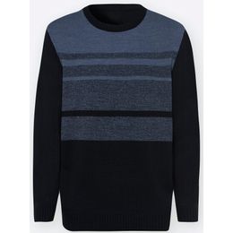 Rundhalspullover CLASSIC "Pullover", Herren, Gr. 50, blau (marine, blau), 100% Polyacryl, gemustert, gestreift, unifarben, Pullover Rundhalspullover