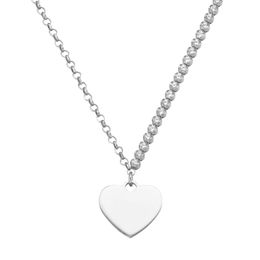Collier Smart Jewel "Collier mit Zirkonia und Herzanh&auml;nger, Silber 925", silber, Halsketten, Damen, Silber 925 (Sterlingsilber), Collier