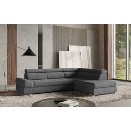 Sit & More Ecksofa SIT & MORE "Broadway L-Form", grau, B:270cm H:79cm T:213cm, 90% Polyester, 10% Polyamid, Sofas, Ecksofa, mit verstellbaren Kopfteilen, wahlweise mit Bettfunktion