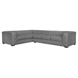 Chesterfield-Sofa Home Affaire "KALINA L-Form", grau (anthrazit), B:307cm H:67cm T:227cm, 100% Polyester, Sofas, Chesterfield-Sofa, hochwertig Chesterfield-Ausf&uuml;hrung