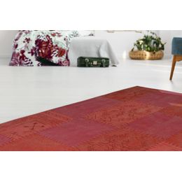 Teppich Kayoom "Lyrical 210", bunt (multi, rot), B:120cm H:13mm L:170cm, Baumwolle, Teppiche, Teppich, Handgefertigt, hochwertig verarbeitetes Unikat im Antik-Design