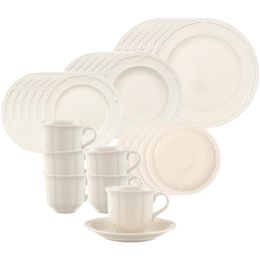 Villeroy & Boch Geschirr-Set VILLEROY & BOCH "Kombiservice Manoir 30er Set wei&szlig;", wei&szlig;, Porzellan, Geschirr-Sets, Geschirr-Set