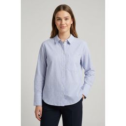 V&eacute;ro Moda Hemdbluse VERO MODA "VMINGE L/S SHIRT WVN BTQ", Damen, Gr. L, palace blau stripes:snow wei&szlig;, Web, Obermaterial: 59% Baumwolle, 41% Polyester, gestreift, regular fit normal, Blusen Hemdbluse, mit Brusttasche
