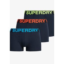 Boxershorts Superdry "TRUNK TRIPLE PACK", Herren, Gr. S, 3 Stk., blau (eclipse navy, neon), Jersey, Obermaterial: 95% Baumwolle, 5% Elasthan, unifarben, eng, Unterhosen Boxershorts