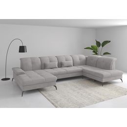 Sit & More Wohnlandschaft SIT & MORE "Amica, U-Form, inkl. Sitztiefenverstellung und Armteilverstellung", silber, B:357cm H:90cm T:231cm, 90% Polyester, 10% Polyamid, Sofas, Wohnlandschaft, wahlweise mit Kopfteilverstellung, Bettfunktion und Bettkasten