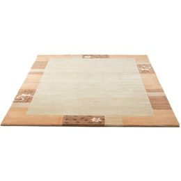 Wollteppich Theko "Royal Ganges" Gr. 6, beige (creme), B:190cm H:13mm L:290cm, Viskose, Wolle, Teppiche, Wollteppich, 95% Wolle, mit Bord&uuml;re, ideal im Wohnzimmer & Schlafzimmer