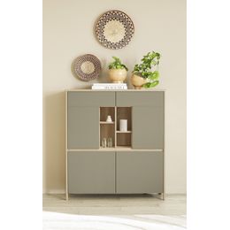 Highboard Home Affaire "Stranda, moderner Schrank, Stauraumelement im Scandic-Style", eukalyptus skandi, B:111cm H:125cm T:39cm, FSC-zertifizierter Holzwerkstoff, Sideboards, Highboard, elegante Rahmenoptik, ausreichend Stauraum, vielseitig einsetzbar