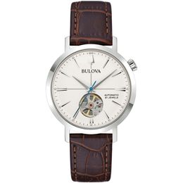 Automatikuhr Bulova, braun, Armbanduhren, Herren, Automatikuhr, Armbanduhr, Herrenuhr, Mechanische Uhr, Lederarmband, analog