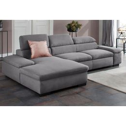 Ecksofa Home Affaire "Alberto L-Form", grau (steel), B:286cm H:73cm T:174cm, 100% Polyester;Luxus-Microfaser ALTARA NUBUCK (100% Polyester);Luxus-Microfaser weich (90% Polyester, 10% Polyamid);Microfaser Antiklederoptik, Sofas, Ecksofa, mit Kopfteilverstellung, wahlweise mit Bettfunktion