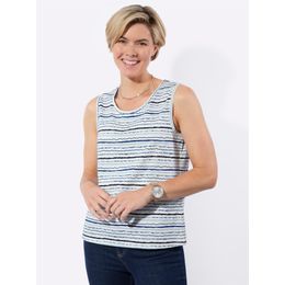 Shirttop Classic Basics, Damen, Gr. 36, wei&szlig;, marine, bedruckt, 100% Baumwolle, gemustert, mehrfarbig, Rundhals, Tops Shirttop